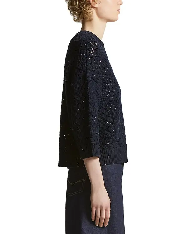 Peserico Sequin Embellished Three Quarter Sleeve Sweater