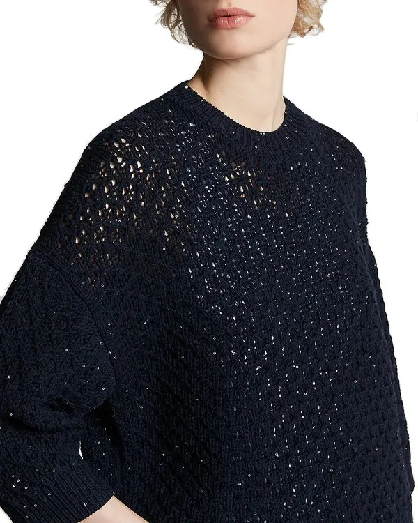 Peserico Sequin Embellished Three Quarter Sleeve Sweater
