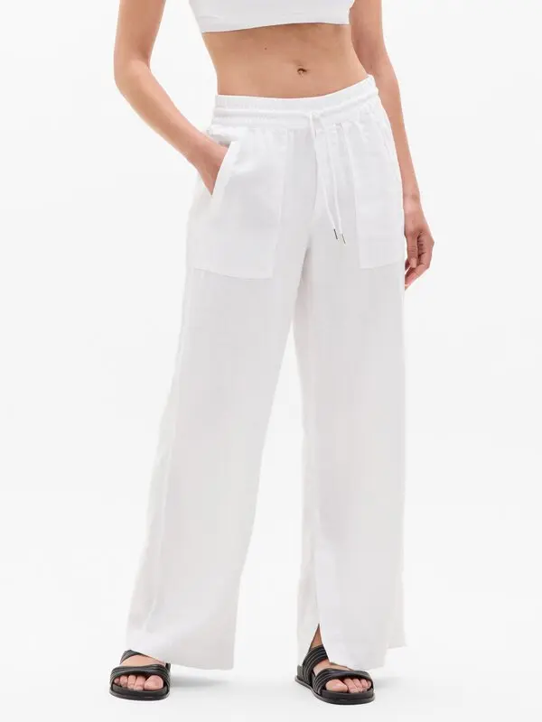 Athleta Retreat Linen High-rise Wide Leg Pant - Calla Lily
