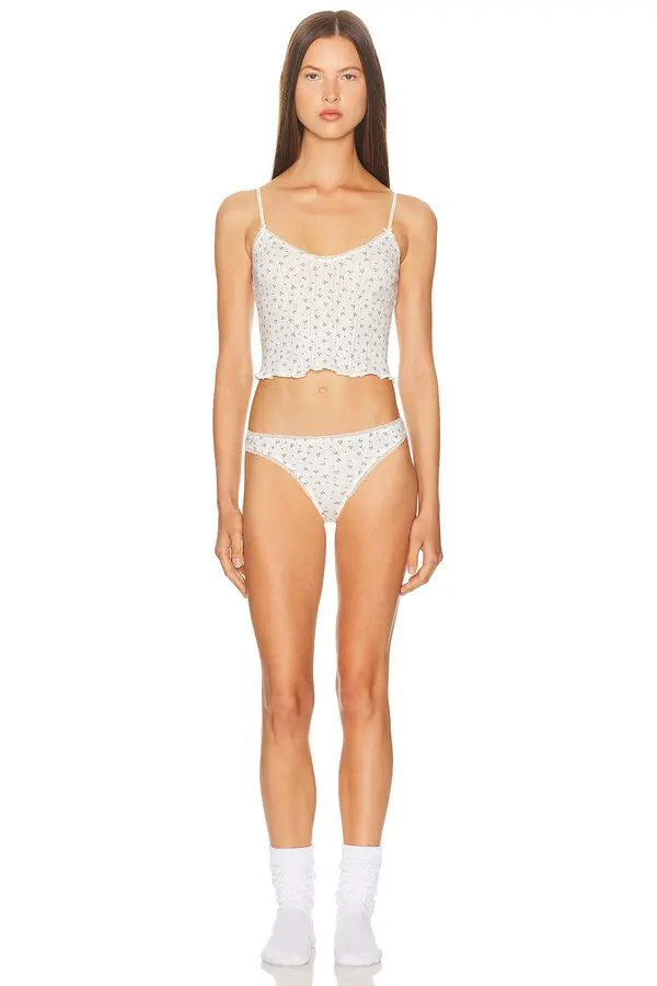 COU COU The High Rise Panty In Ivory - Blue Fields