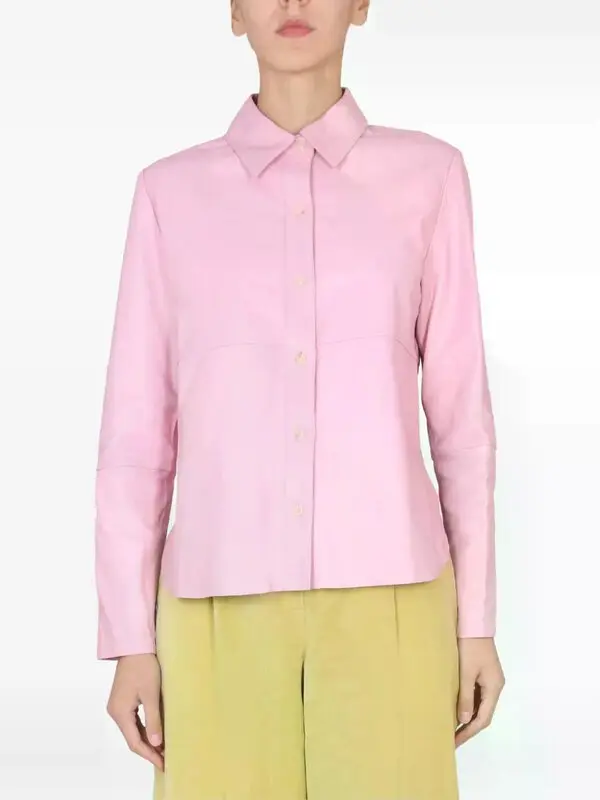 ALYSI Leather Button-down Shirt