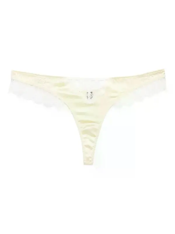 Kiki De Montparnasse Lace Inset Thong - Yellow