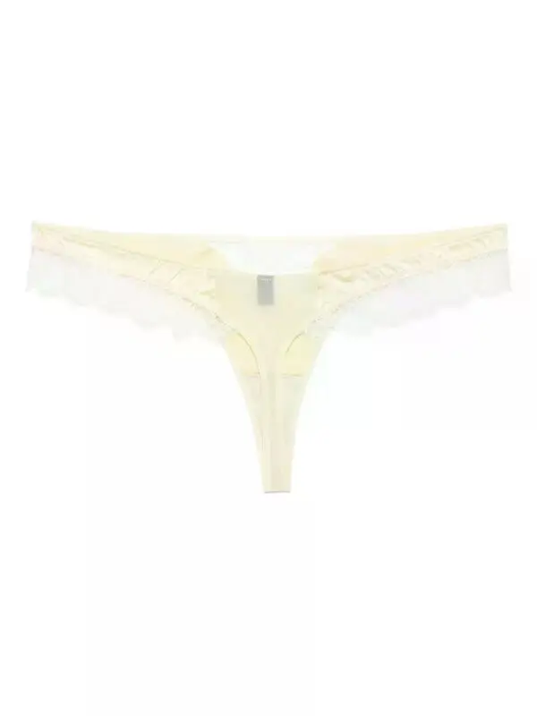 Kiki De Montparnasse Lace Inset Thong - Yellow