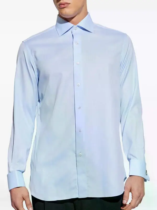 Brioni Double-cuff Cotton Shirt - Blue