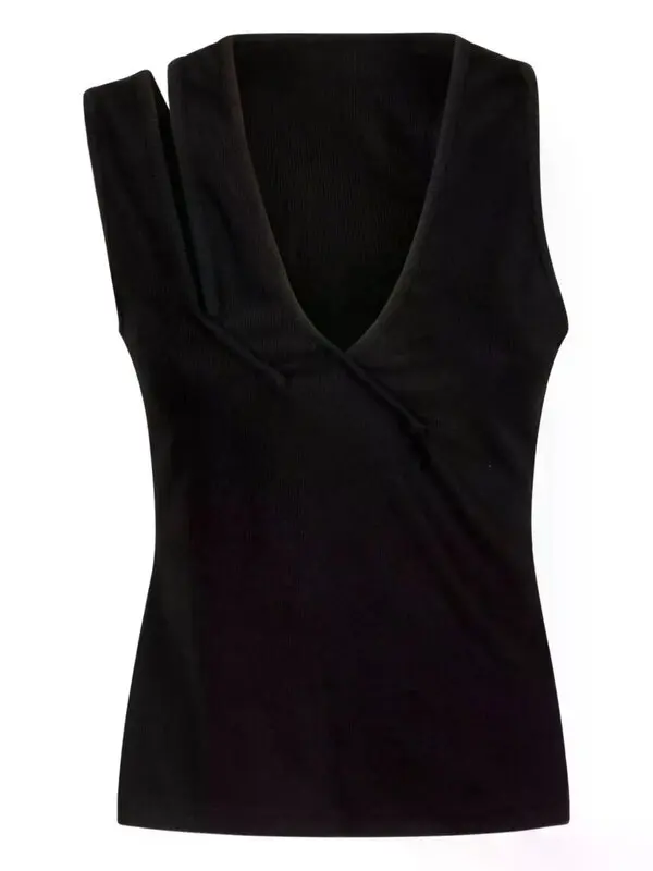 Christopher Esber One-shoulder Ribbed Knit Top - Black