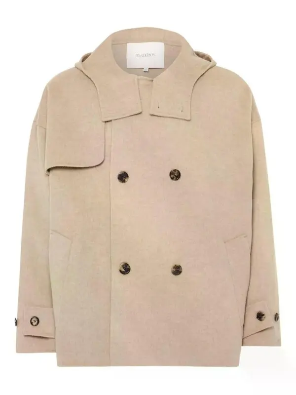 JW Anderson Hooded Double-breasted Coat - Neutrals