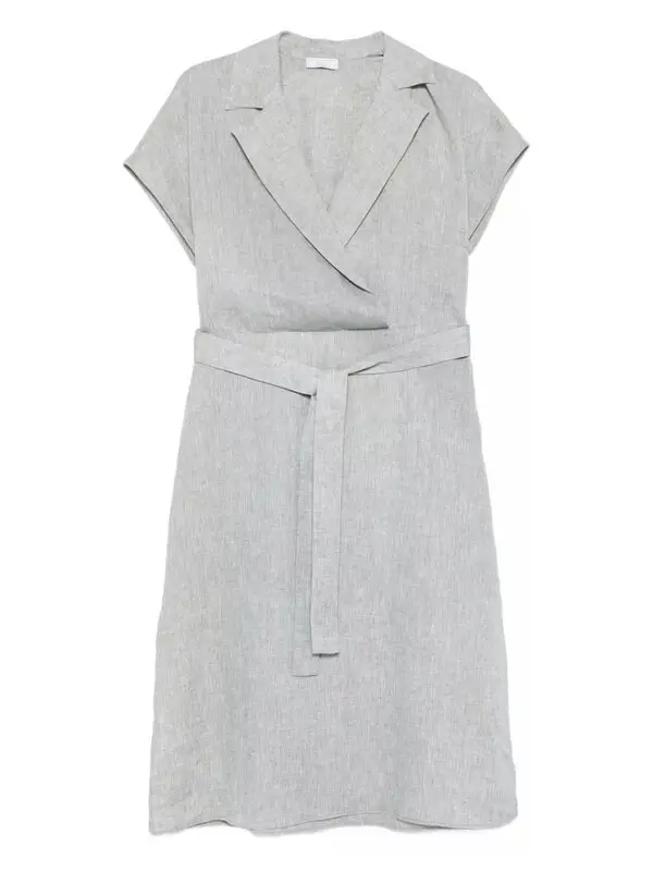 Peserico Wrap-neck Belted Midi Dress