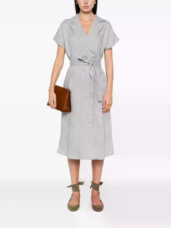 Peserico Wrap-neck Belted Midi Dress