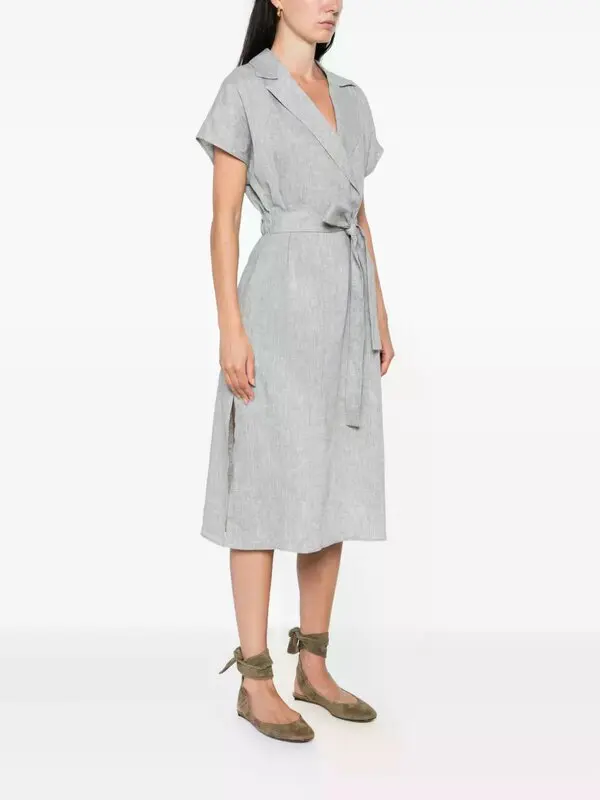 Peserico Wrap-neck Belted Midi Dress
