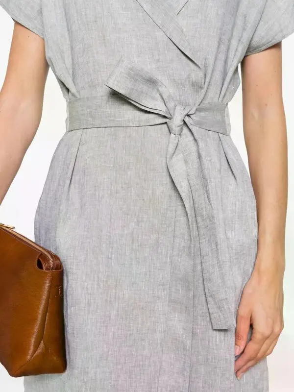 Peserico Wrap-neck Belted Midi Dress