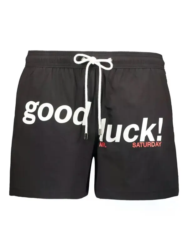 MR. SATURDAY Drawstring-waistband Swim Shorts - Black