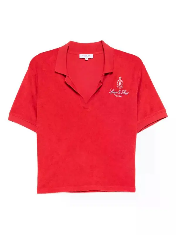 Sporty & Rich Vendome Terry Polo Top - Red