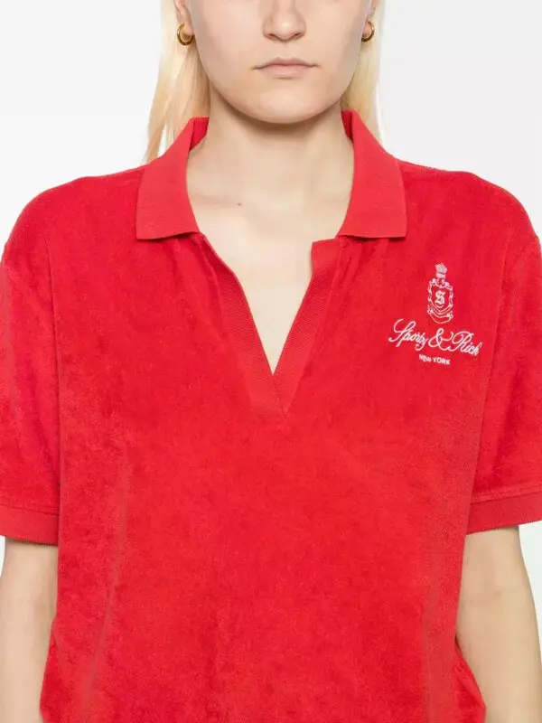 Sporty & Rich Vendome Terry Polo Top - Red