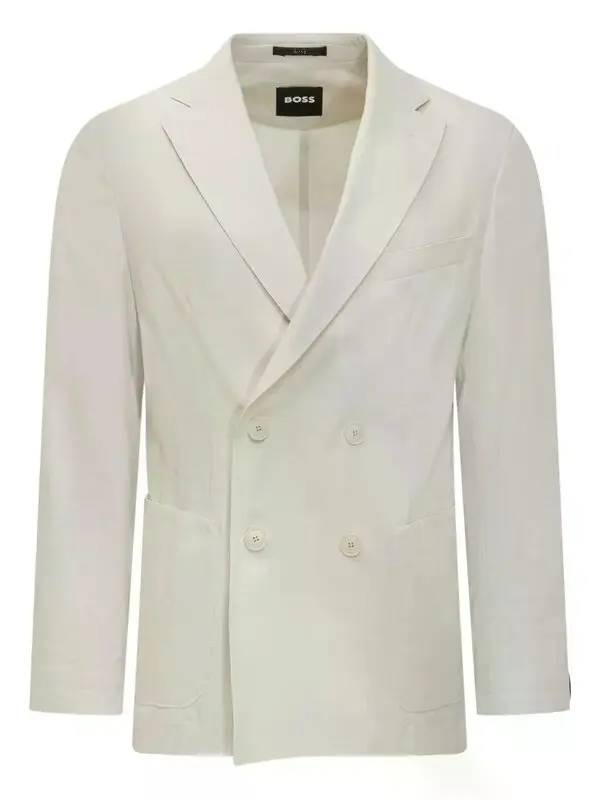 Hugo Boss Double-breasted Patch-pocket Blazer - White