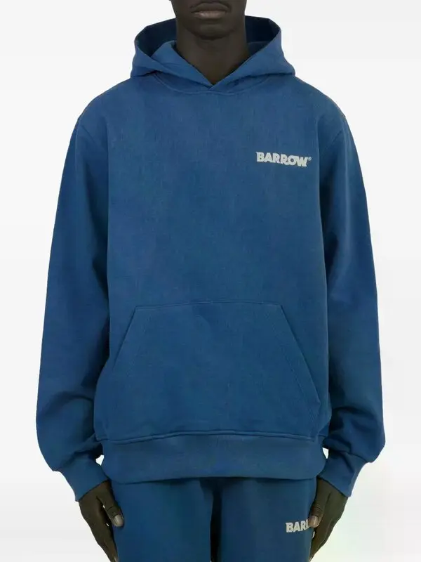 BARROW Logo-detail Hoodie - Blue