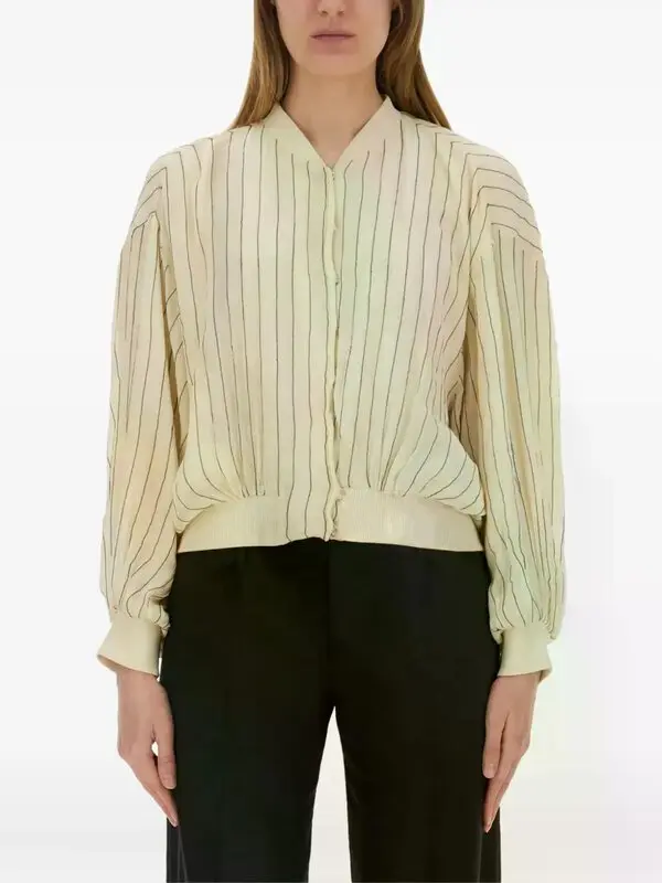 ALYSI Pinstripe Balloon-sleeve Jacket - Neutrals