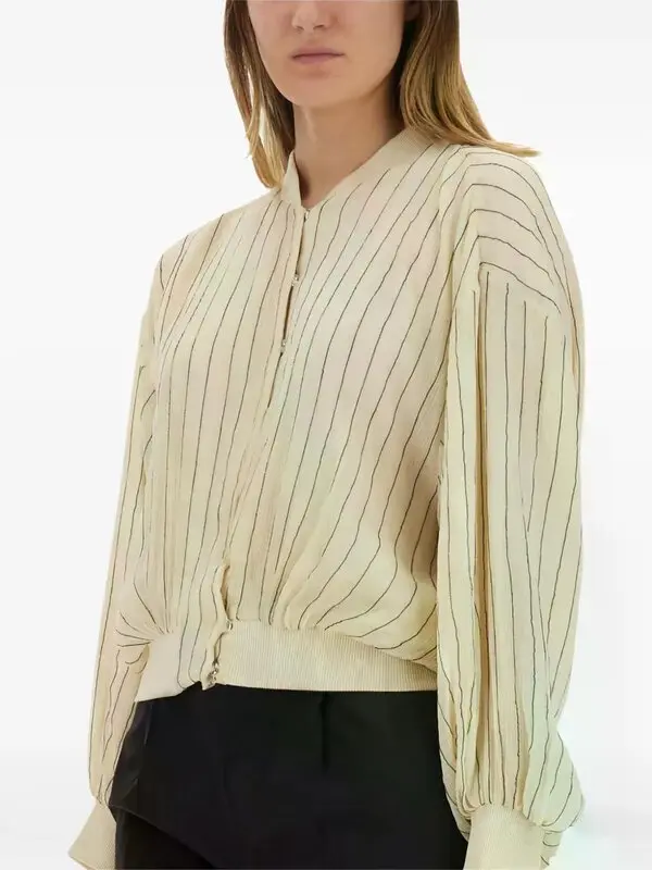ALYSI Pinstripe Balloon-sleeve Jacket - Neutrals