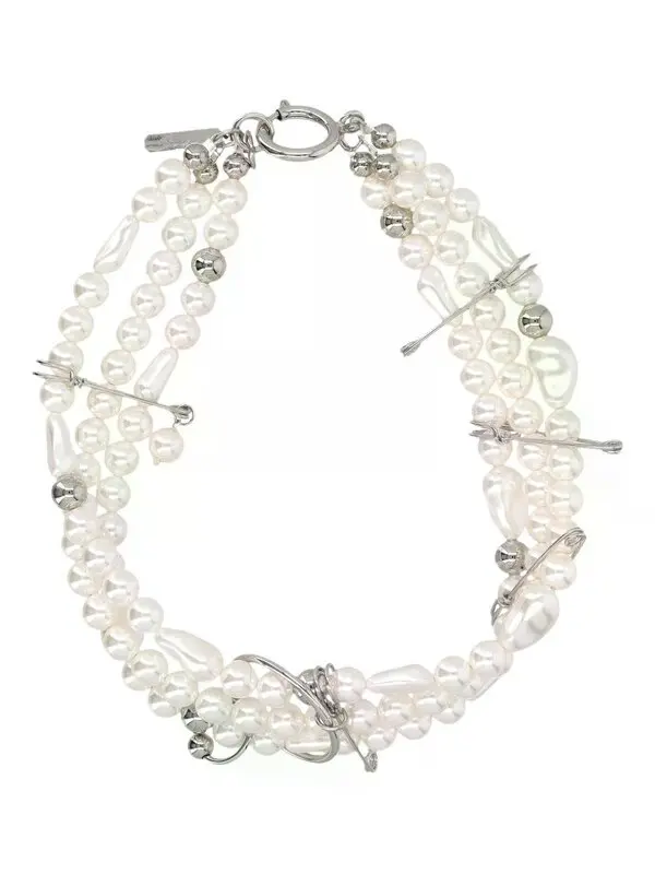 JUSTINE CLENQUET Pearl And Brass Choker - Silver
