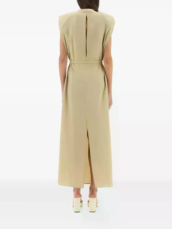 ALYSI Padded-shoulder Belted Maxi Dress - Neutrals