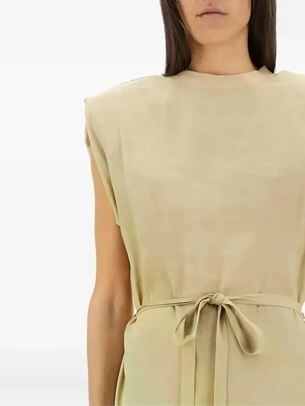 ALYSI Padded-shoulder Belted Maxi Dress - Neutrals