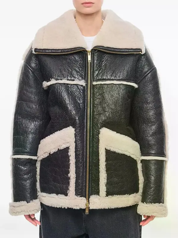 HALFBOY Leather Panelled Shearling Jacket