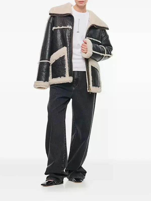HALFBOY Leather Panelled Shearling Jacket