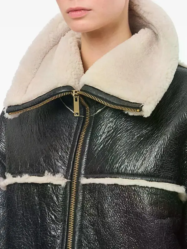 HALFBOY Leather Panelled Shearling Jacket