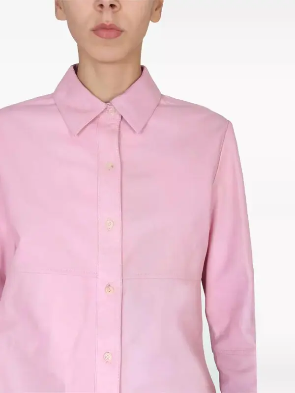 ALYSI Leather Button-down Shirt