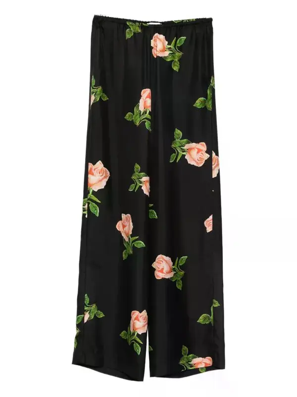 Nanushka Arvenn Rose-print Trousers - Black