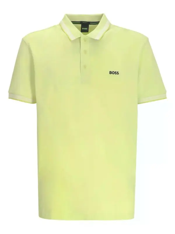 BOSS Striped-trim Polo Shirt - Yellow