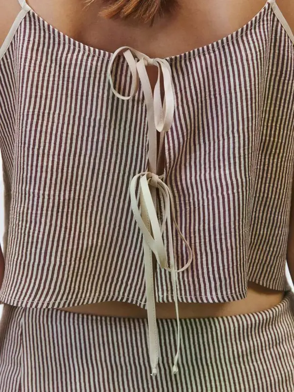 ALYSI Striped Pattern Sleeveless Top