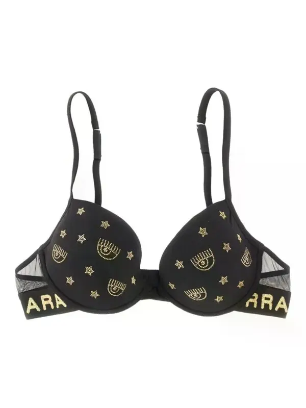 CHIARA FERRAGNI Logo-embellished Bra - Black