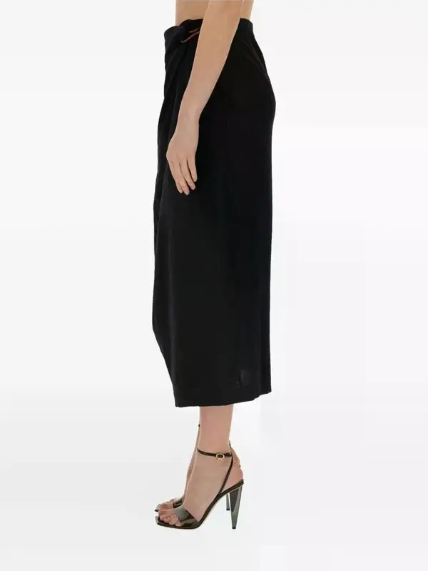 ALYSI Draped Knot-detail Midi Skirt - Black