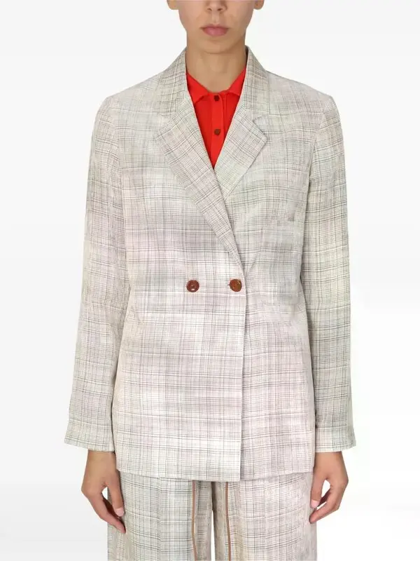 ALYSI Checked Double-breasted Jacket - Neutrals