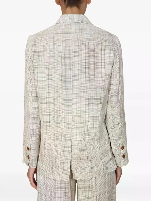 ALYSI Checked Double-breasted Jacket - Neutrals