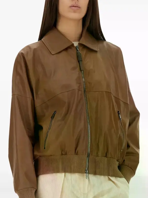 Brunello Cucinelli Zip-fastening Ribbed-hem Jacket - Brown