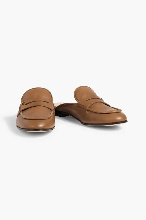 GIANVITO ROSSI Florio Leather Slippers - Light Brown