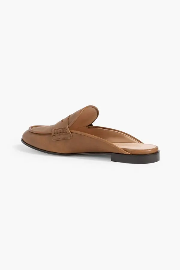 GIANVITO ROSSI Florio Leather Slippers - Light Brown