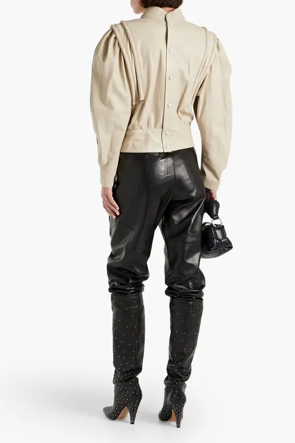 Isabel Marant Lars Gathered Leather Blouse