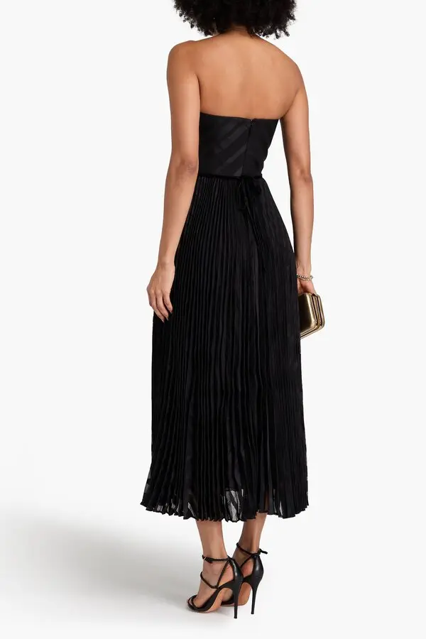 Zimmermann Strapless Pleated Jacquard Midi Dress