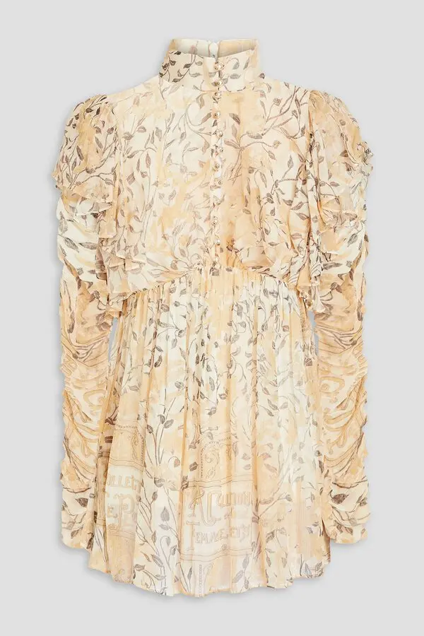 Zimmermann Ruched Printed Crepon Blouse