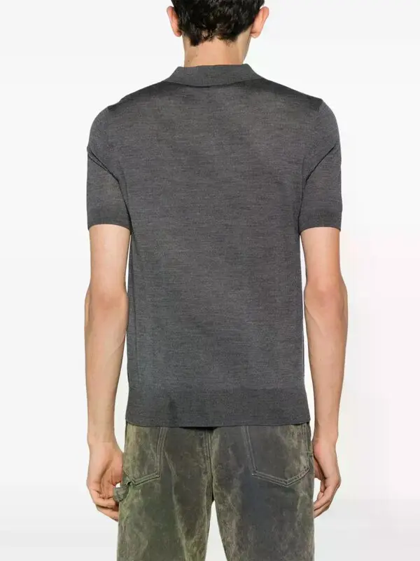 Dsquared2 Logo-embroidered Fine-knit Polo Shirt - Grey