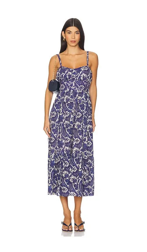 knee length dresses for ladies Cotton Cami Midi Dress in Stone Blue main image 0