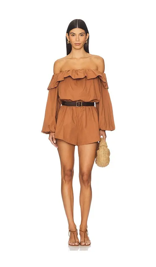 Ronny Kobo Beatriz Romper - Bourbon