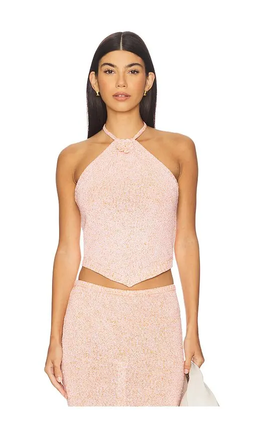 ASTA RESORT Teresa Scarf Top - Peach Sequin