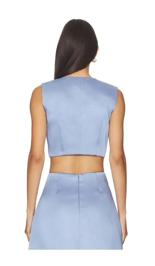AKNVAS Edie Dutchess Satin Top With Rosette Accent