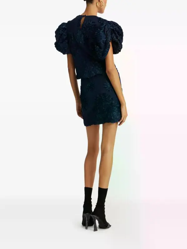 ROTATE BY BIRGER CHRISTENSEN Floral-embellished Puff-sleeve Top