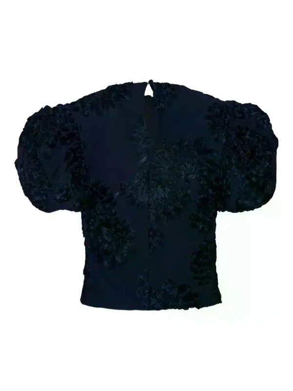 ROTATE BY BIRGER CHRISTENSEN Floral-embellished Puff-sleeve Top