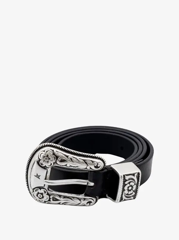 GOLDEN GOOSE Hip Leather Belt - Black
