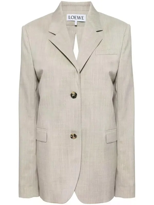 Loewe Tied-back Wool Blazer - Neutrals